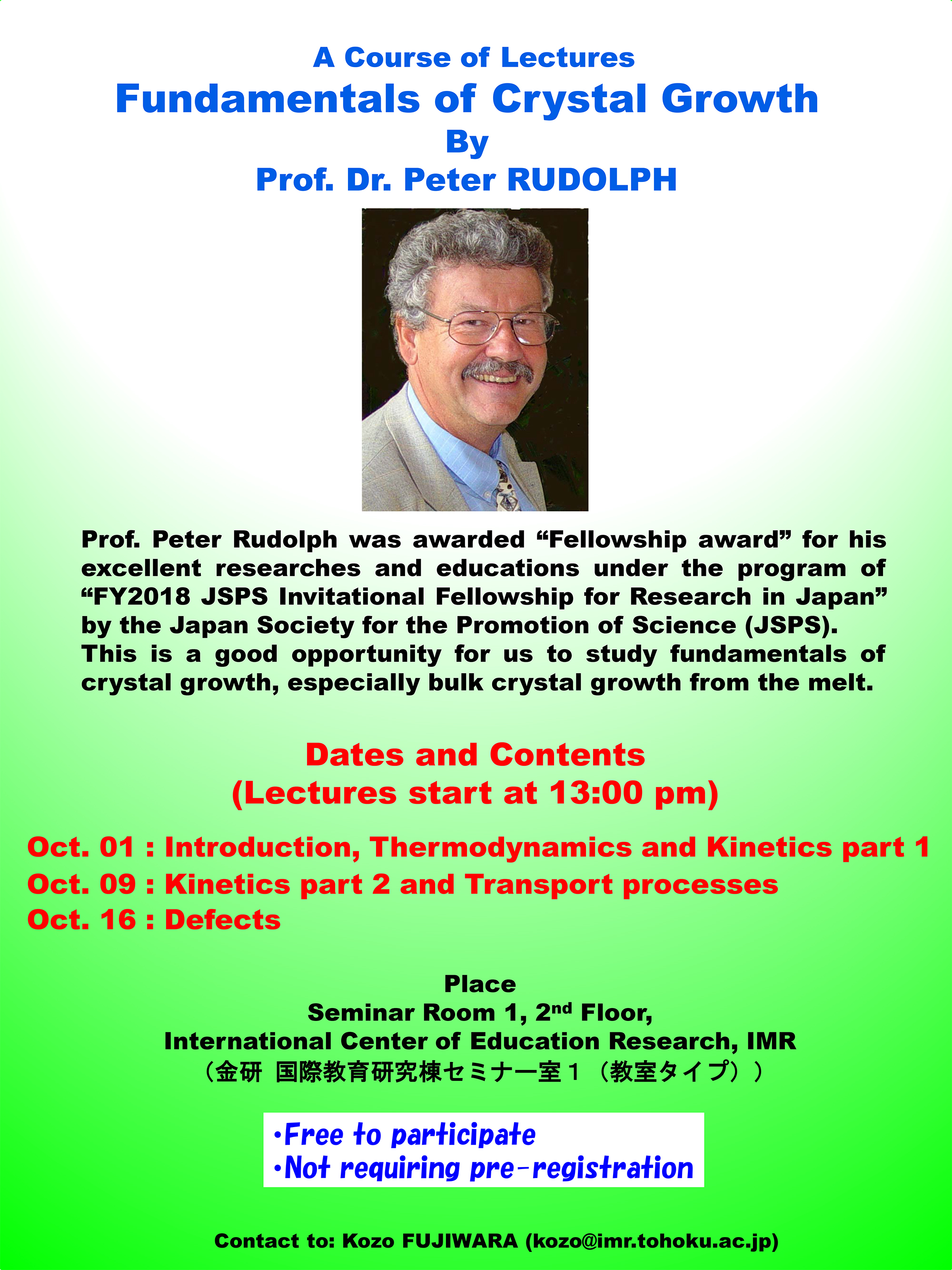 Lectures: Fundamentals of Crystal Growth by Prof. Dr. Peter Rudolph ...